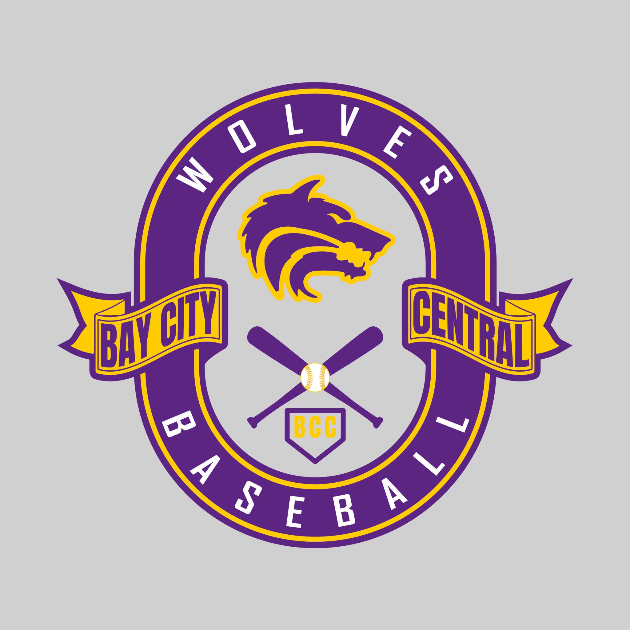 Central Wolves - Baseball - Oval with Banners – Oddly Creative Design