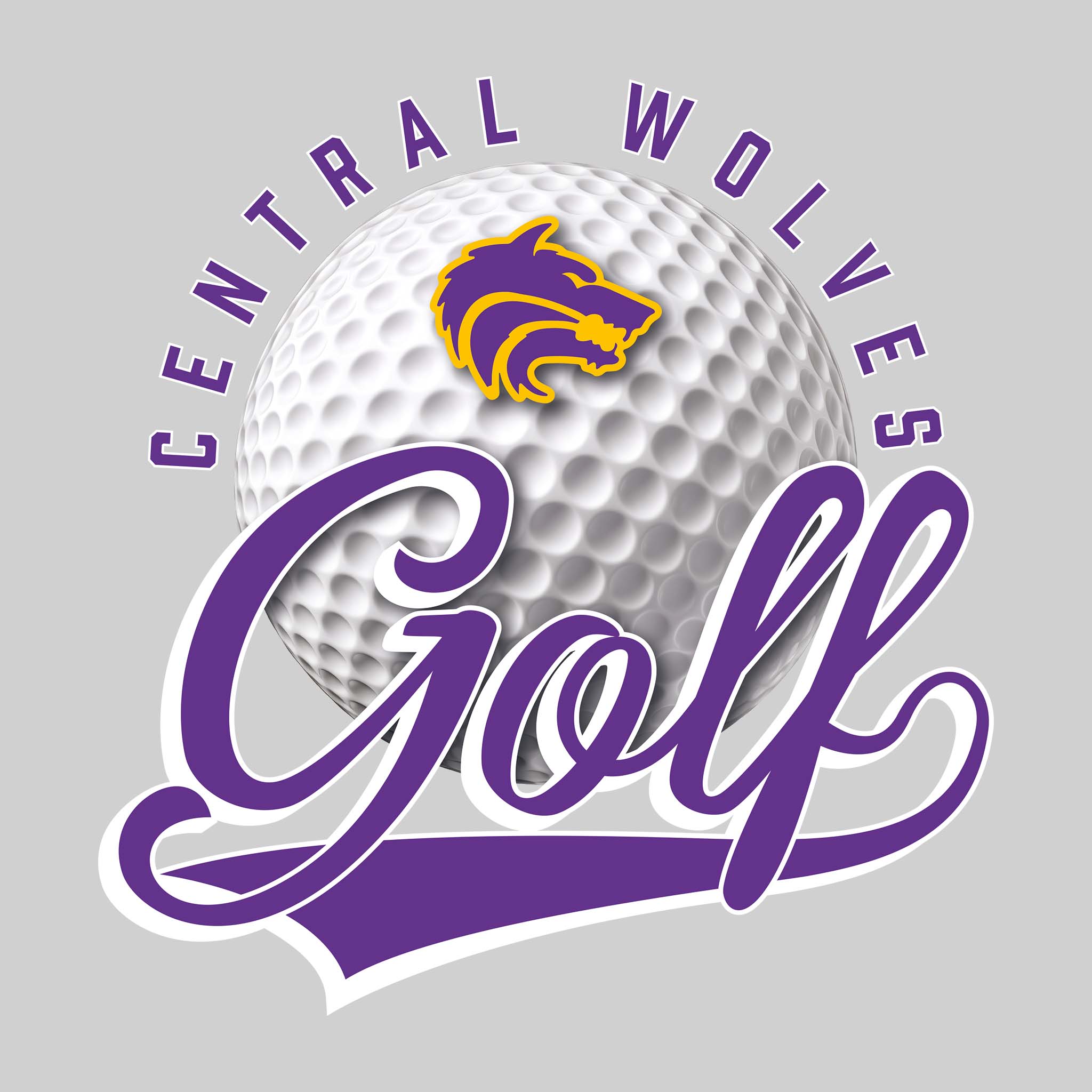 Central Wolves - Golf - Arched School Name Over Golf Ball – Oddly ...