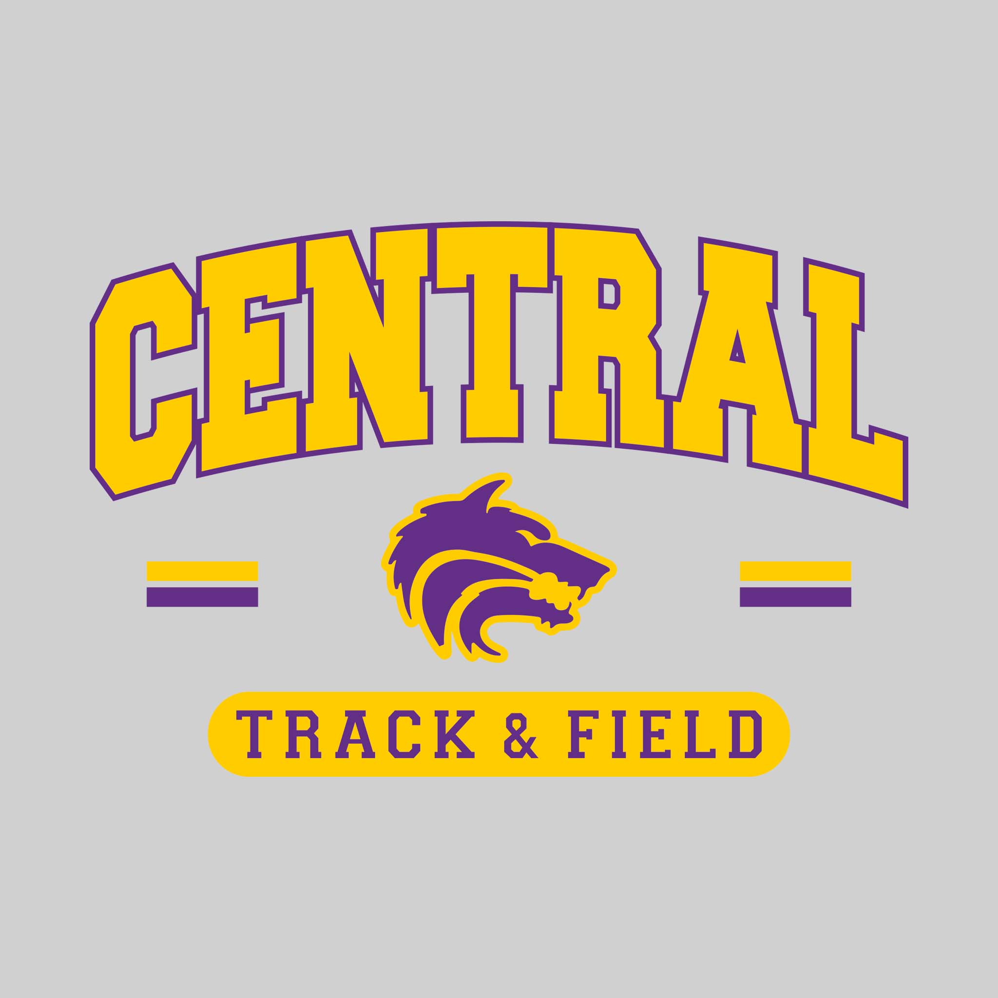 Central Wolves - Track & Field - Arched School Name Over Mascot with S ...