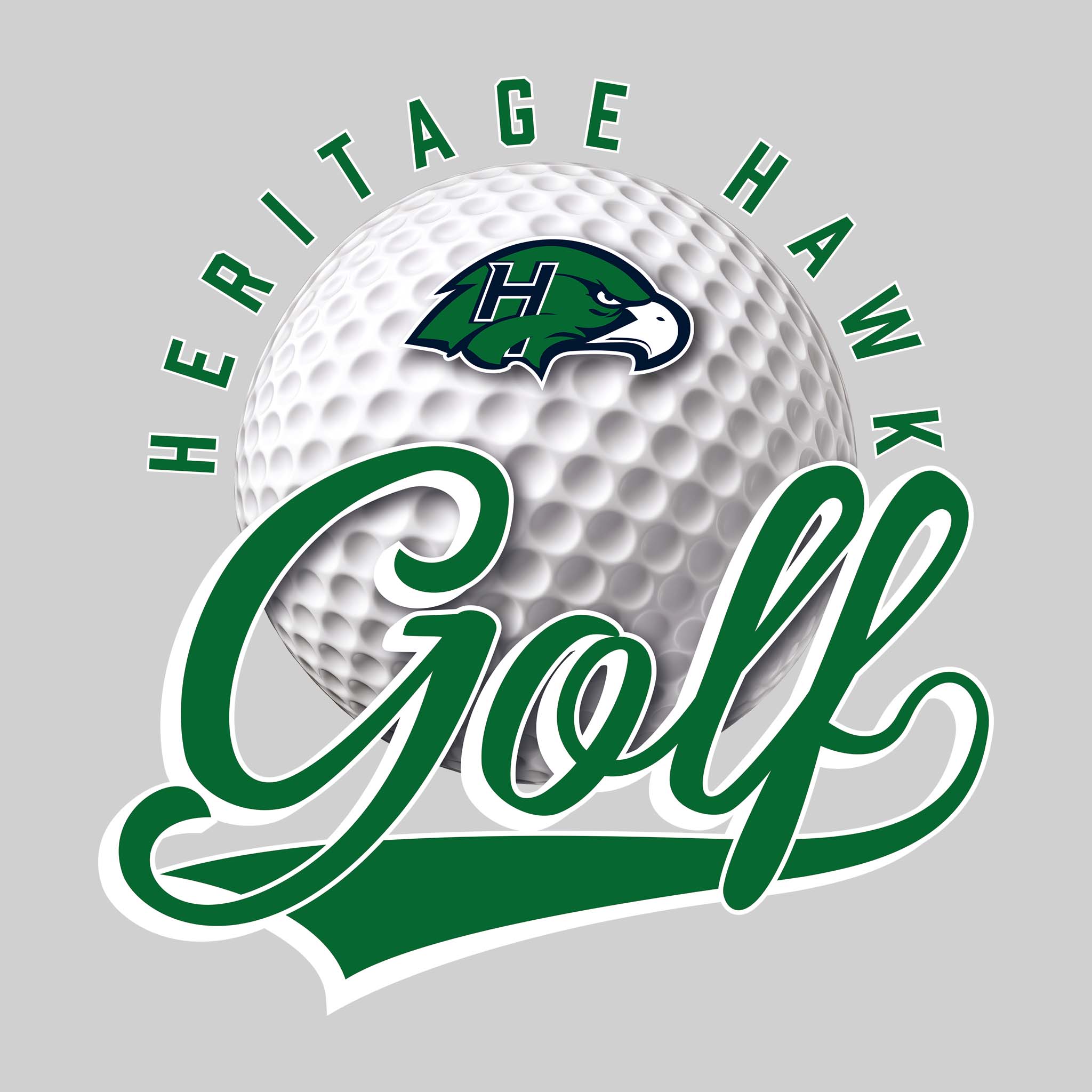Heritage Hawks - Golf - Arched School Name Over Golf Ball – Oddly ...