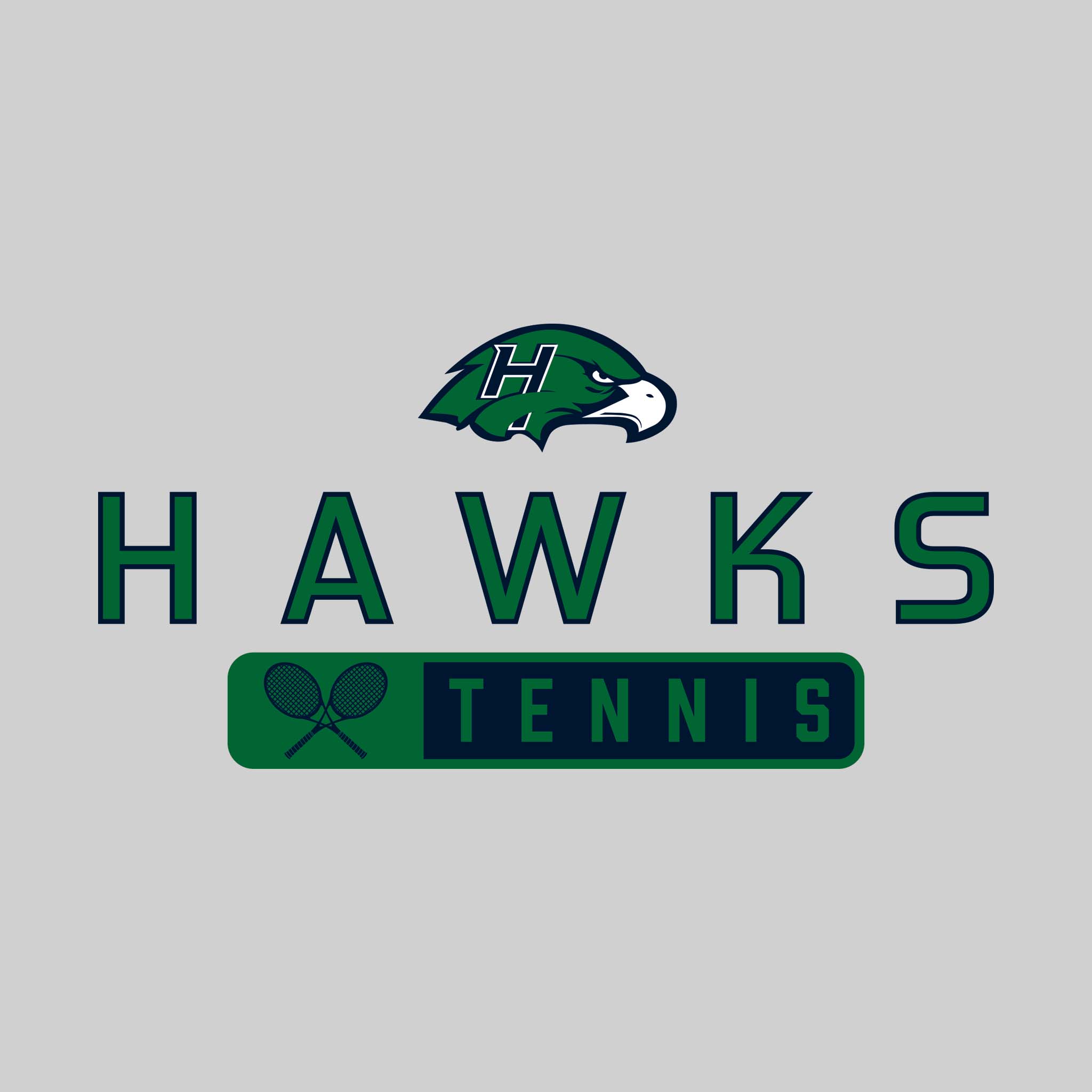 Heritage Hawks - Tennis - Mascot Over Name with Rounded Rectangle ...