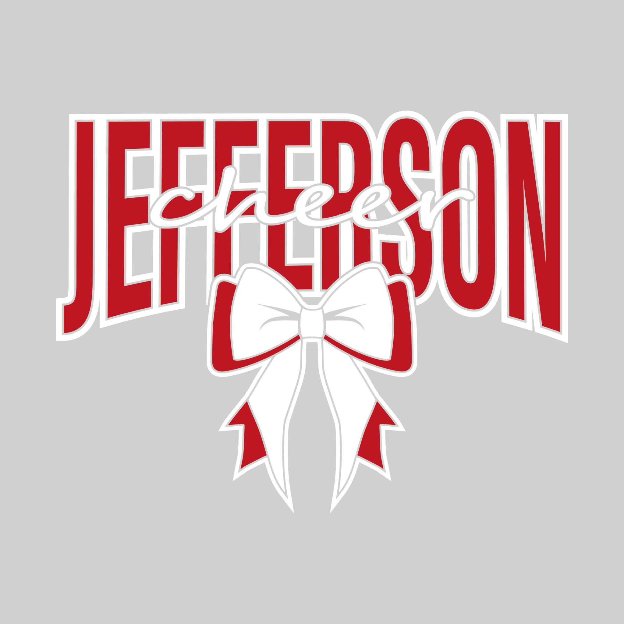 Jefferson Middle School - Cheer - Jefferson with Cursive Cheer and Bow ...