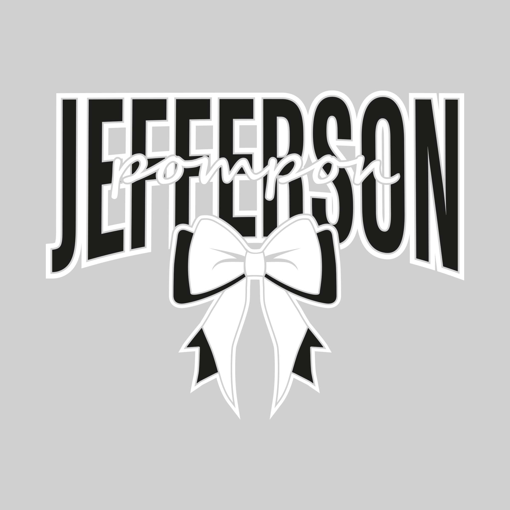 Jefferson Middle School - Poms - Jeffrson with Cursive Pompon and Bow ...