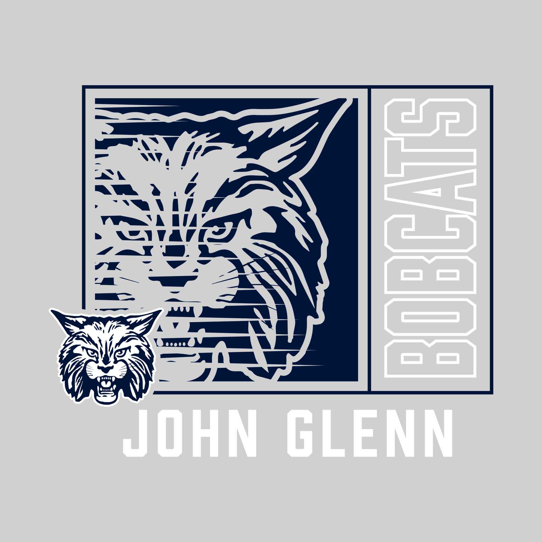 John Glenn Bobcats - Spirit Wear - Boxed Cutout Mascot with Outlined M ...