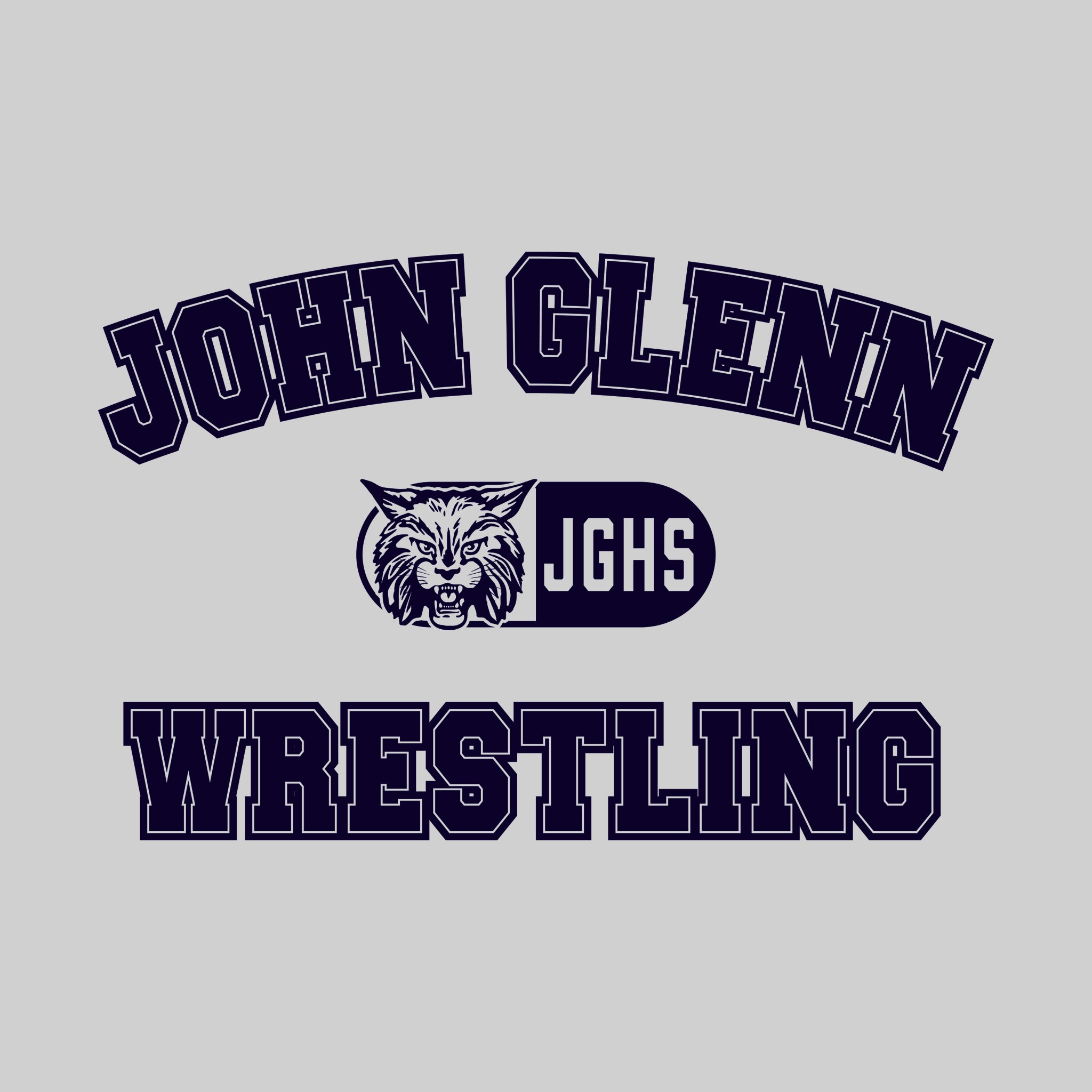 John Glenn Bobcats - Wrestling - Arched School Name with Mascot and JG ...