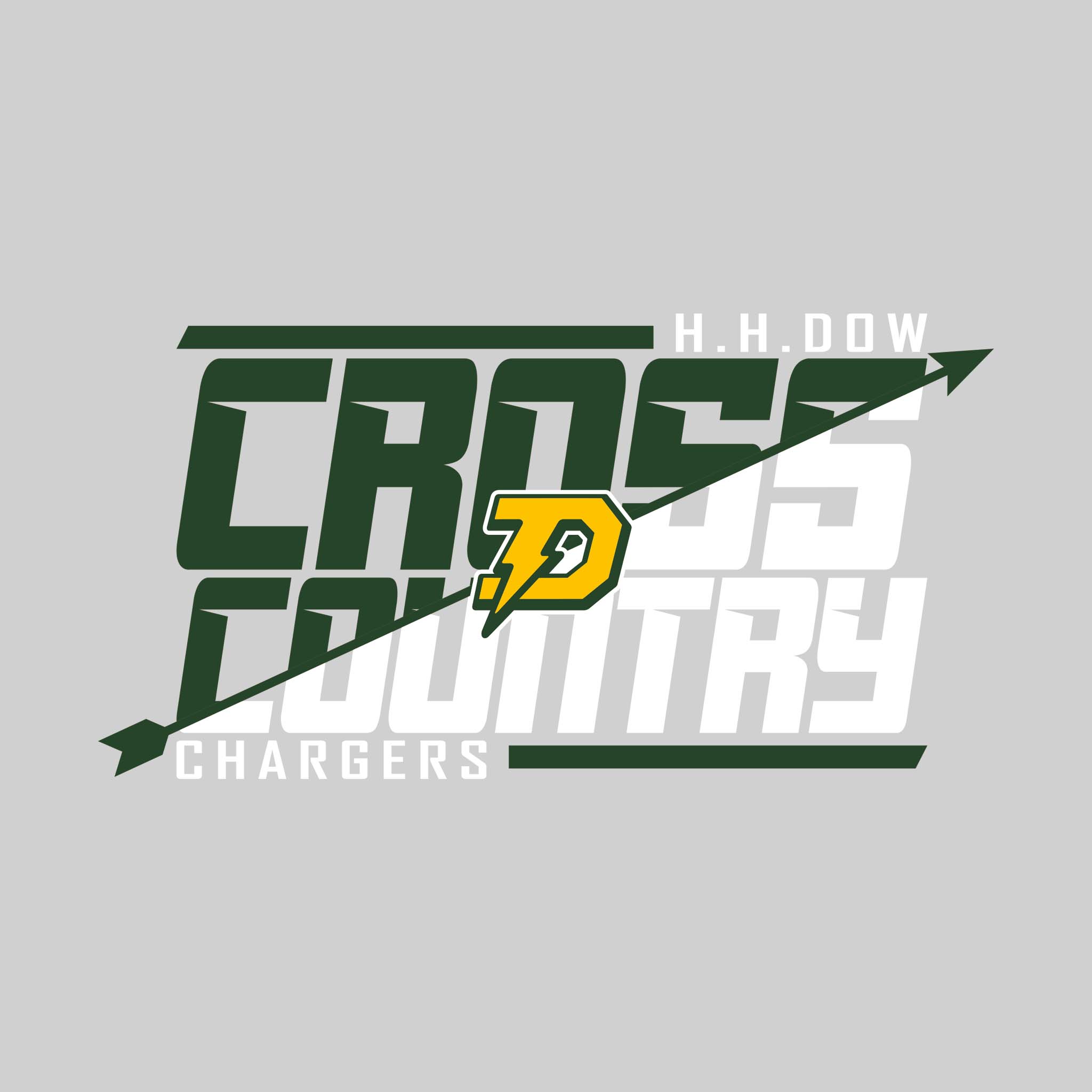 Midland Dow Chargers - Cross Country - Split-Color School Name with Ar ...