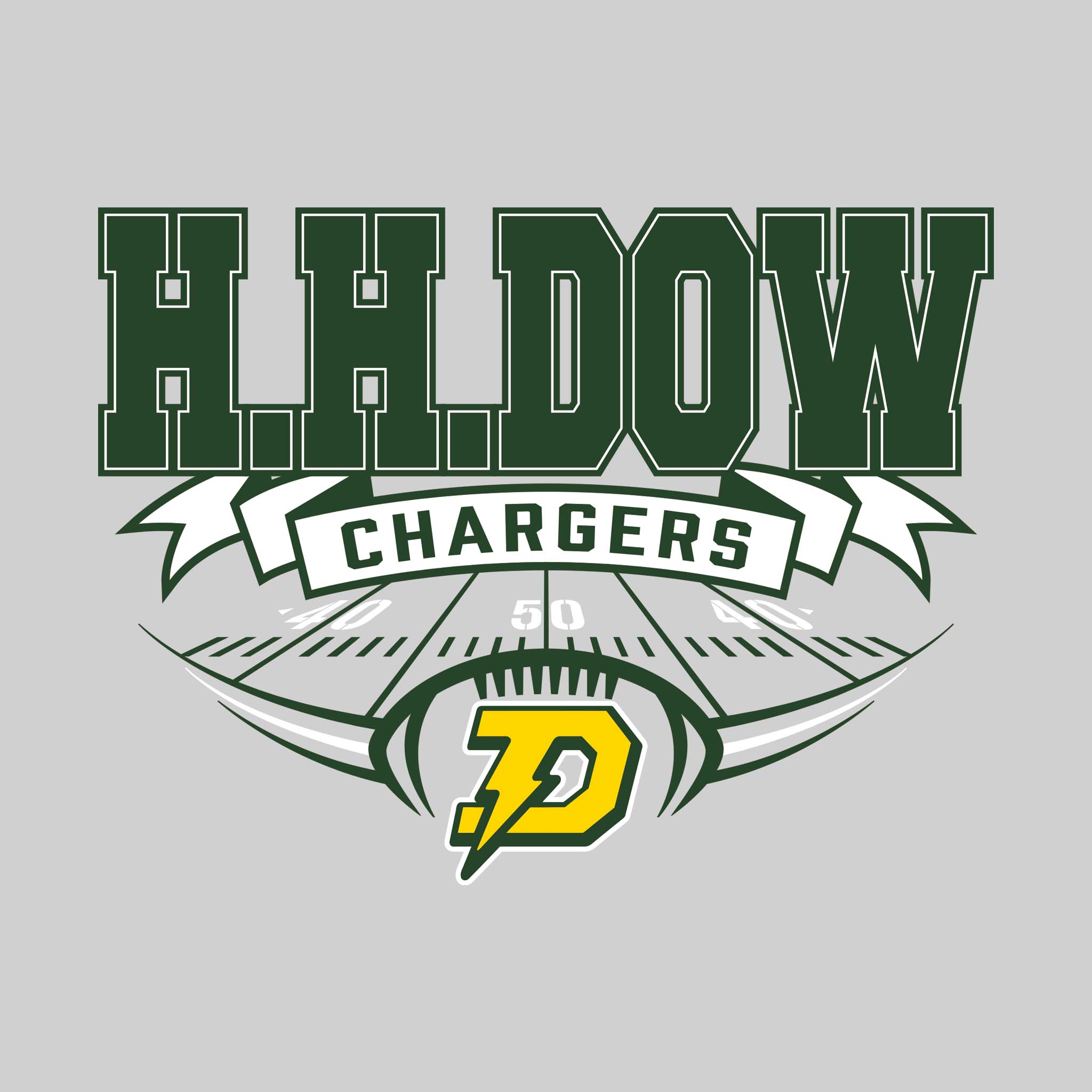 Midland Dow Chargers - Football - School Name with Banner & Yard Lines ...