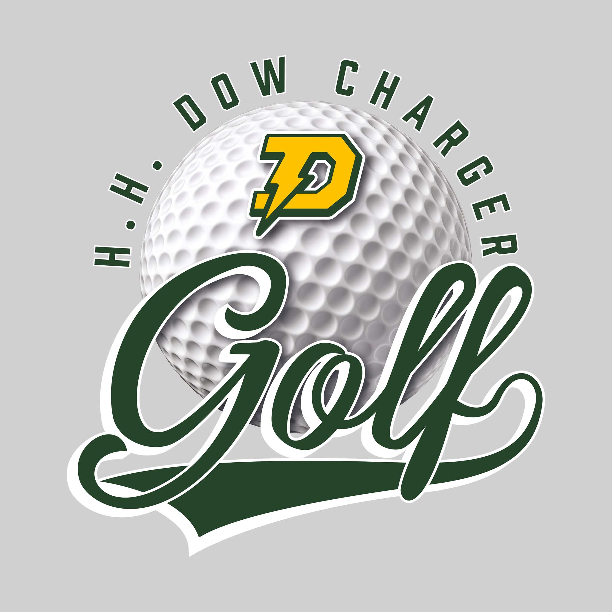 Midland Dow Chargers - Golf - Arched School Name Over Golf Ball – Oddly ...