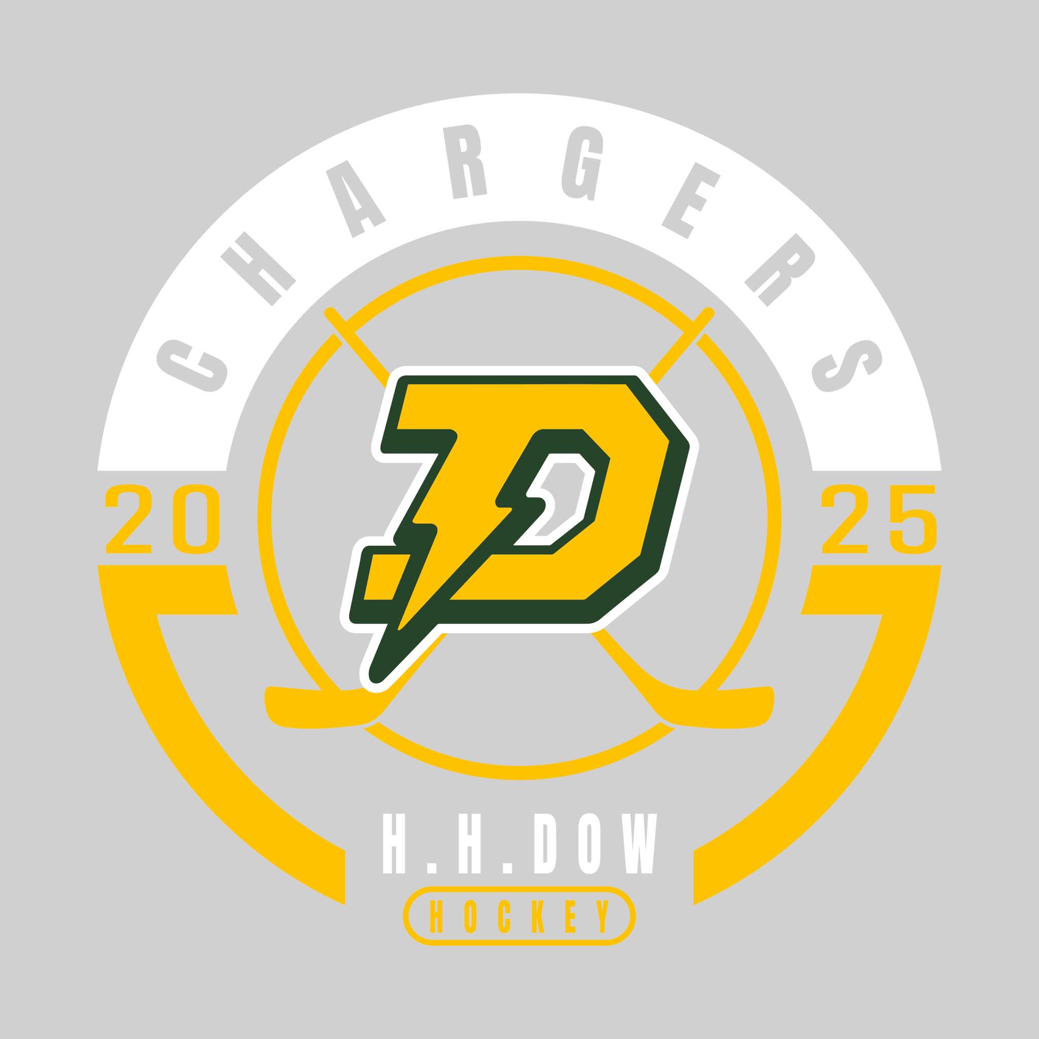 Midland Dow Chargers - Hockey - Circle Design with Crossed Sticks and ...