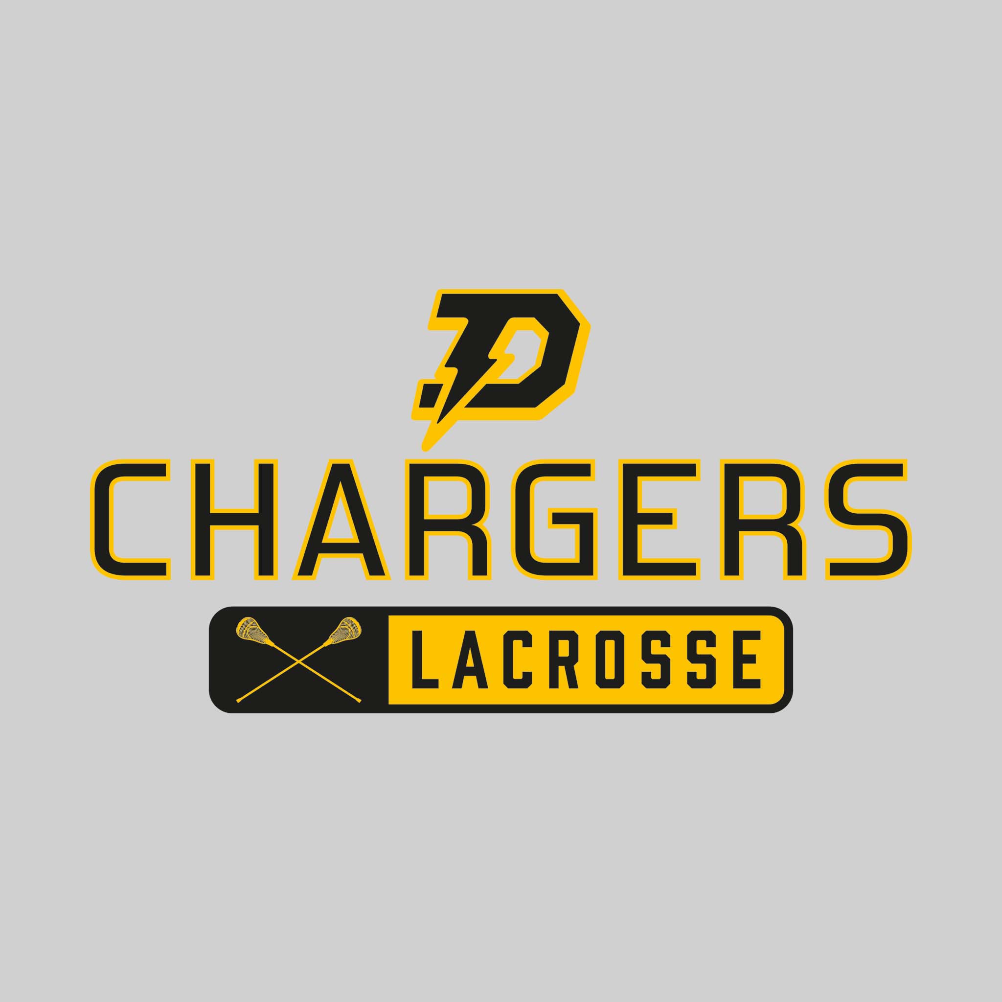 Midland Dow Chargers - Lacrosse - Mascot Over Name with Rounded Rectan ...