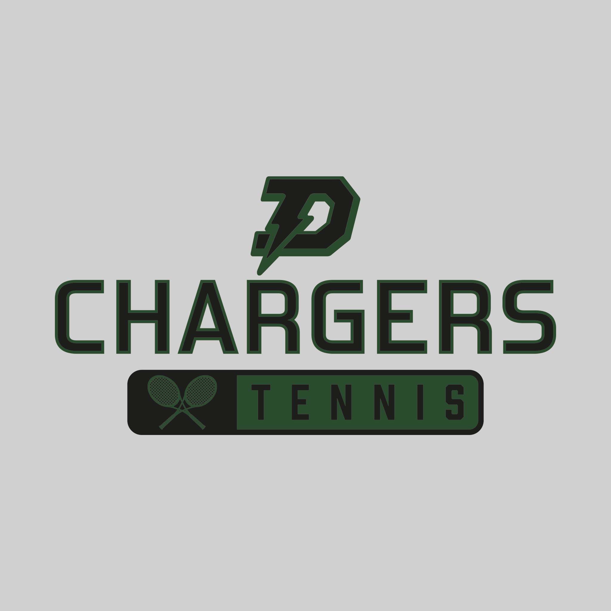 Midland Dow Chargers - Tennis - Mascot Over Name with Rounded Rectangl ...