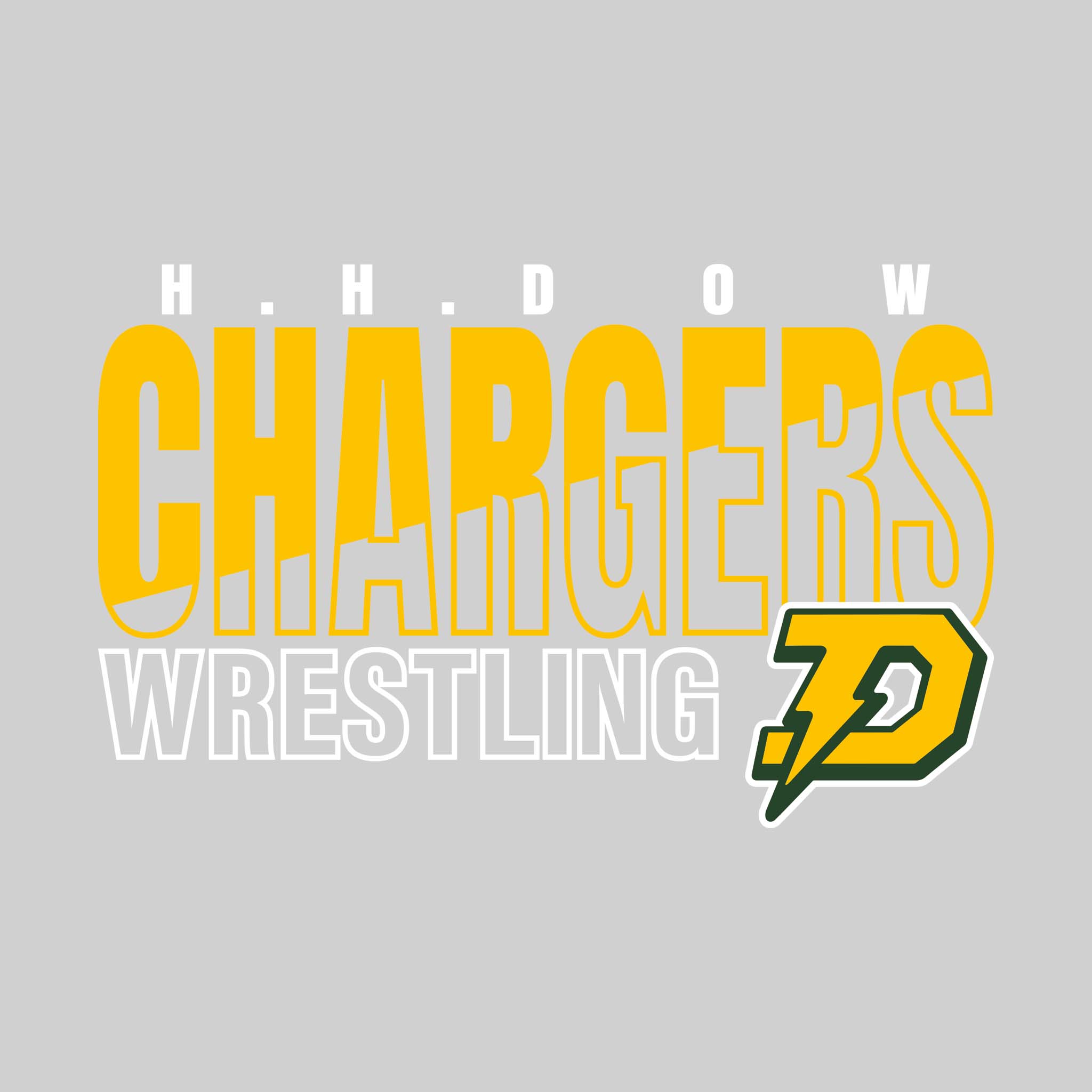 Midland Dow Chargers - Wrestling - Diagonal Split Mascot Name with Mas ...