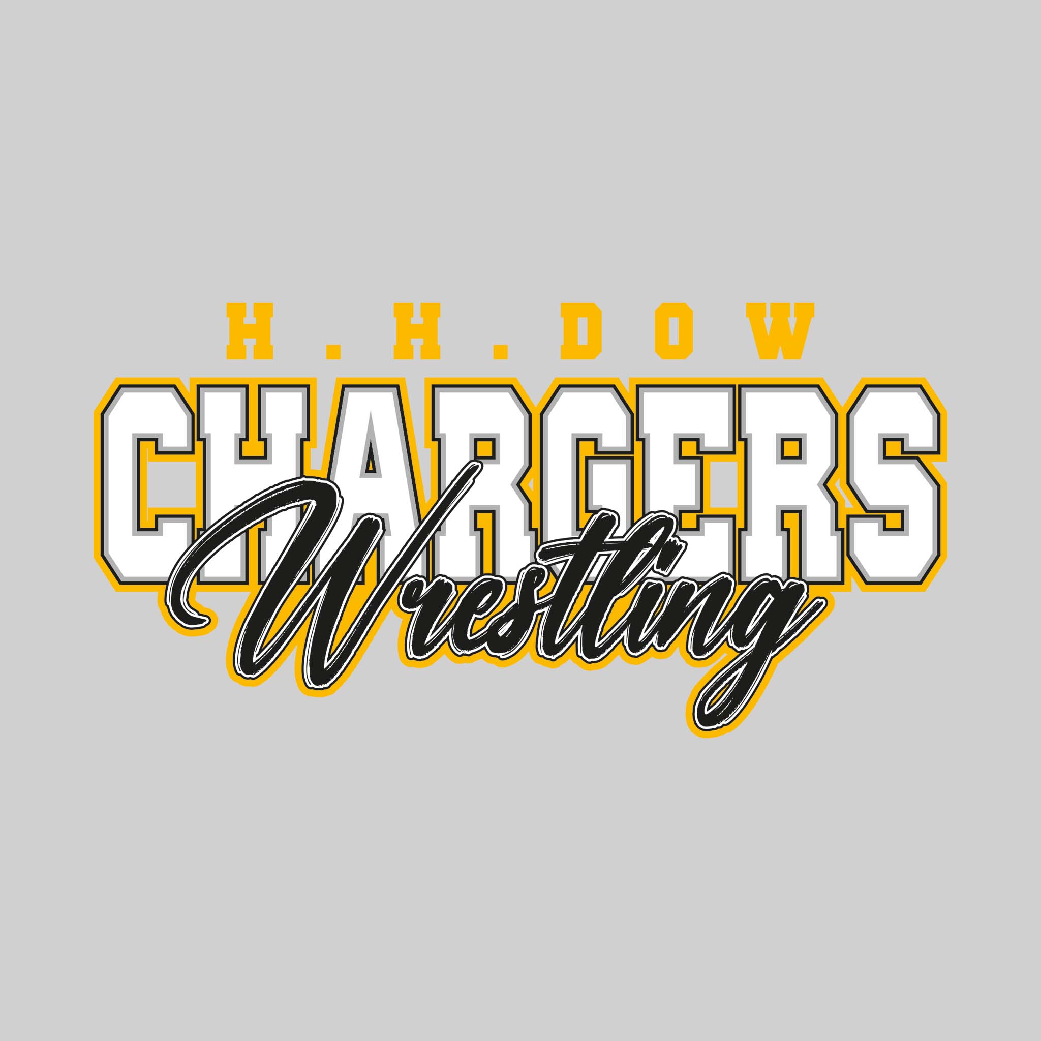 Midland Dow Chargers - Wrestling - Outlined Mascot Name with Cursive W ...
