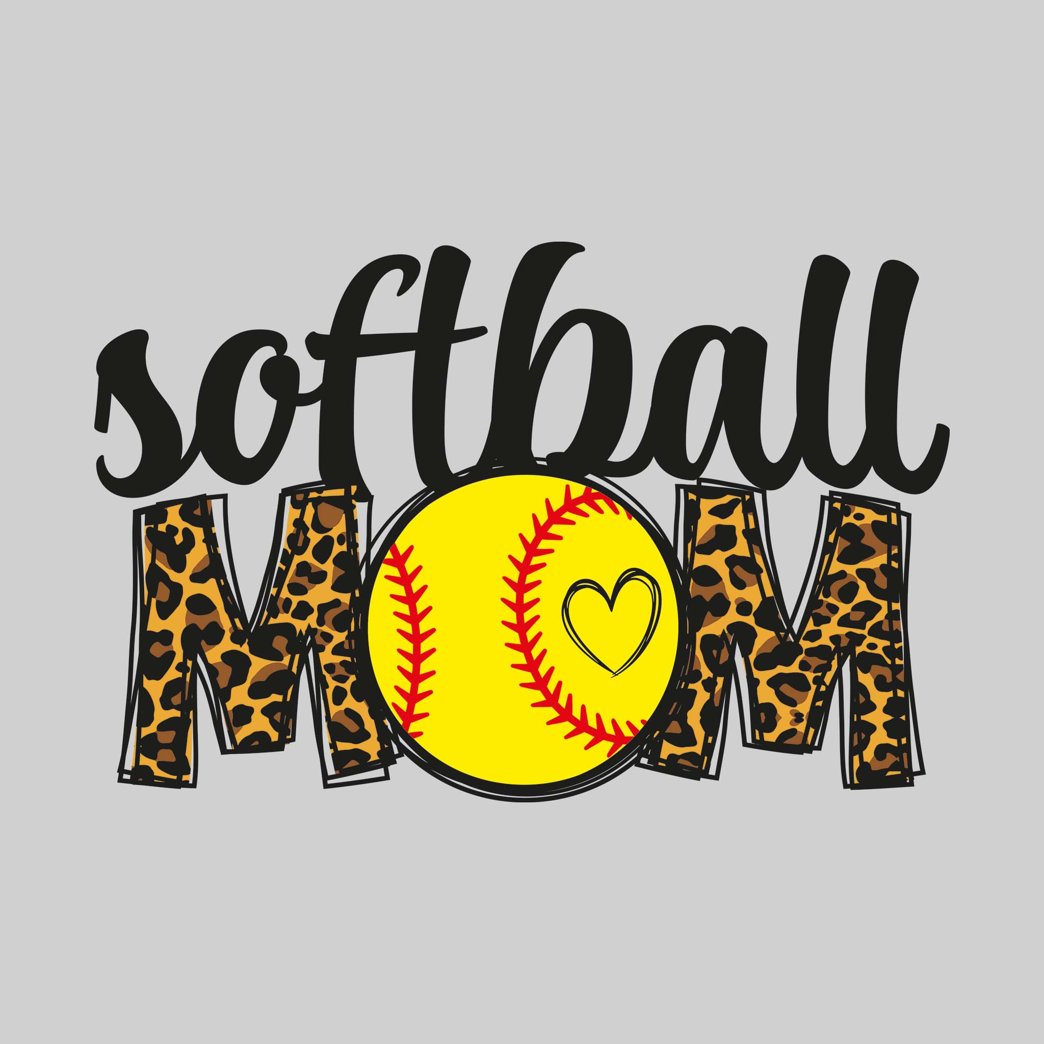Softball Mom - Leopard Print with Cursive Softball Text – Oddly ...